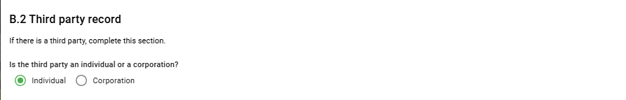 How to Disclose a Third Party (Corporate) on the Individual Identification Information Record ...